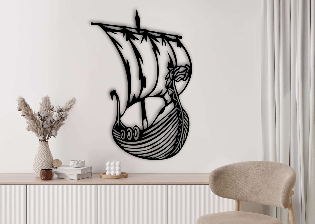 Metal Viking Ship Decor, Metal Ship Sign, Nordic Symbols Vintage Ship ...