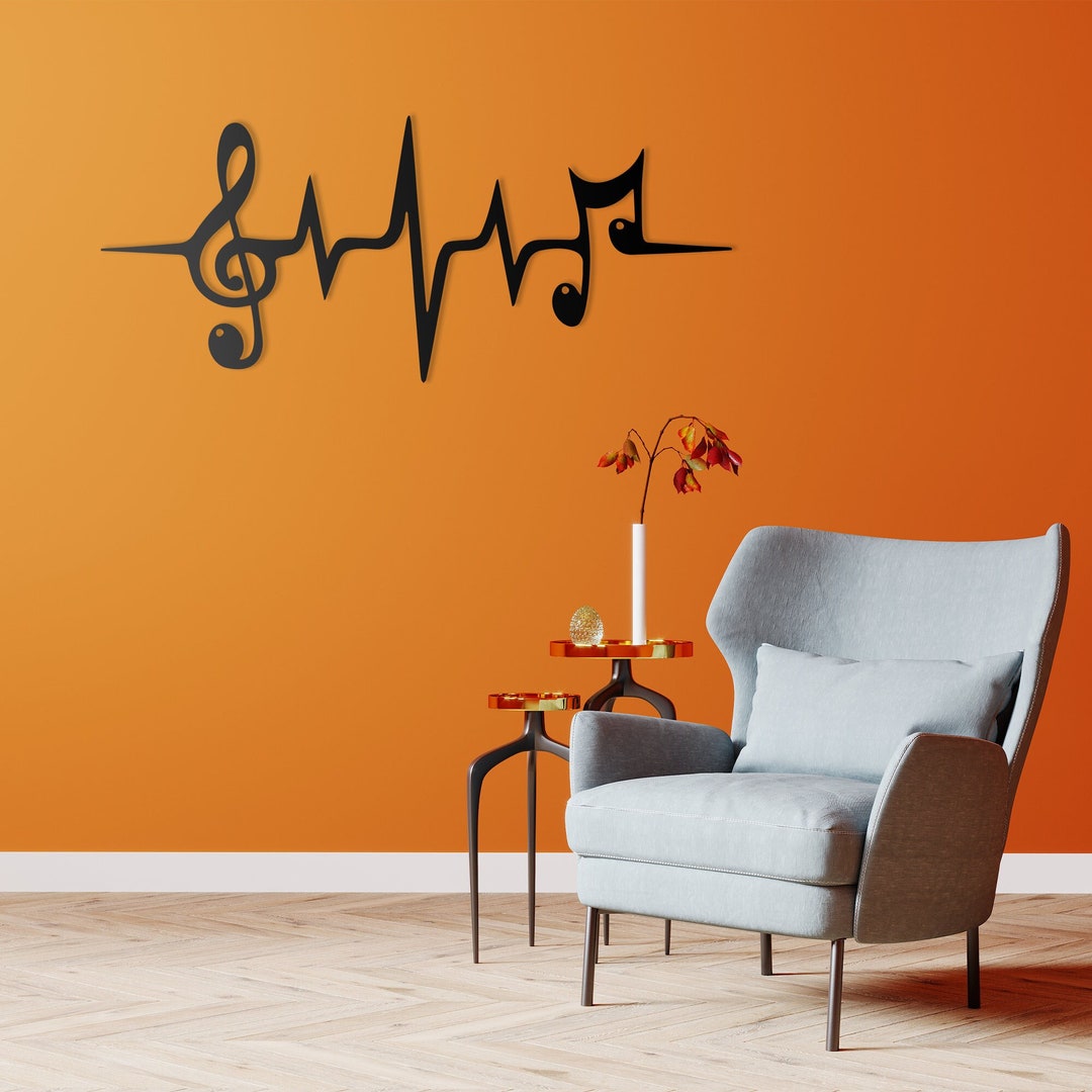 EKG Line Music Notes Treble Clef Heartbeat Sinus Rhyt Music Notes Wall ...