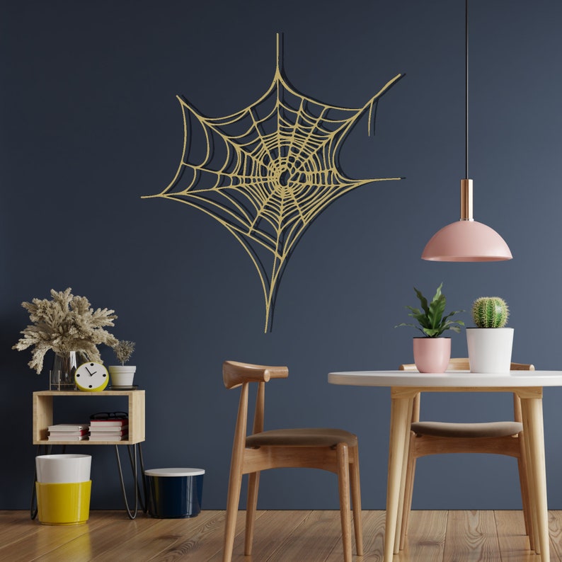 Metal Spider Web Decor Art- Black Metal Wall Art for Home - Halloween ...