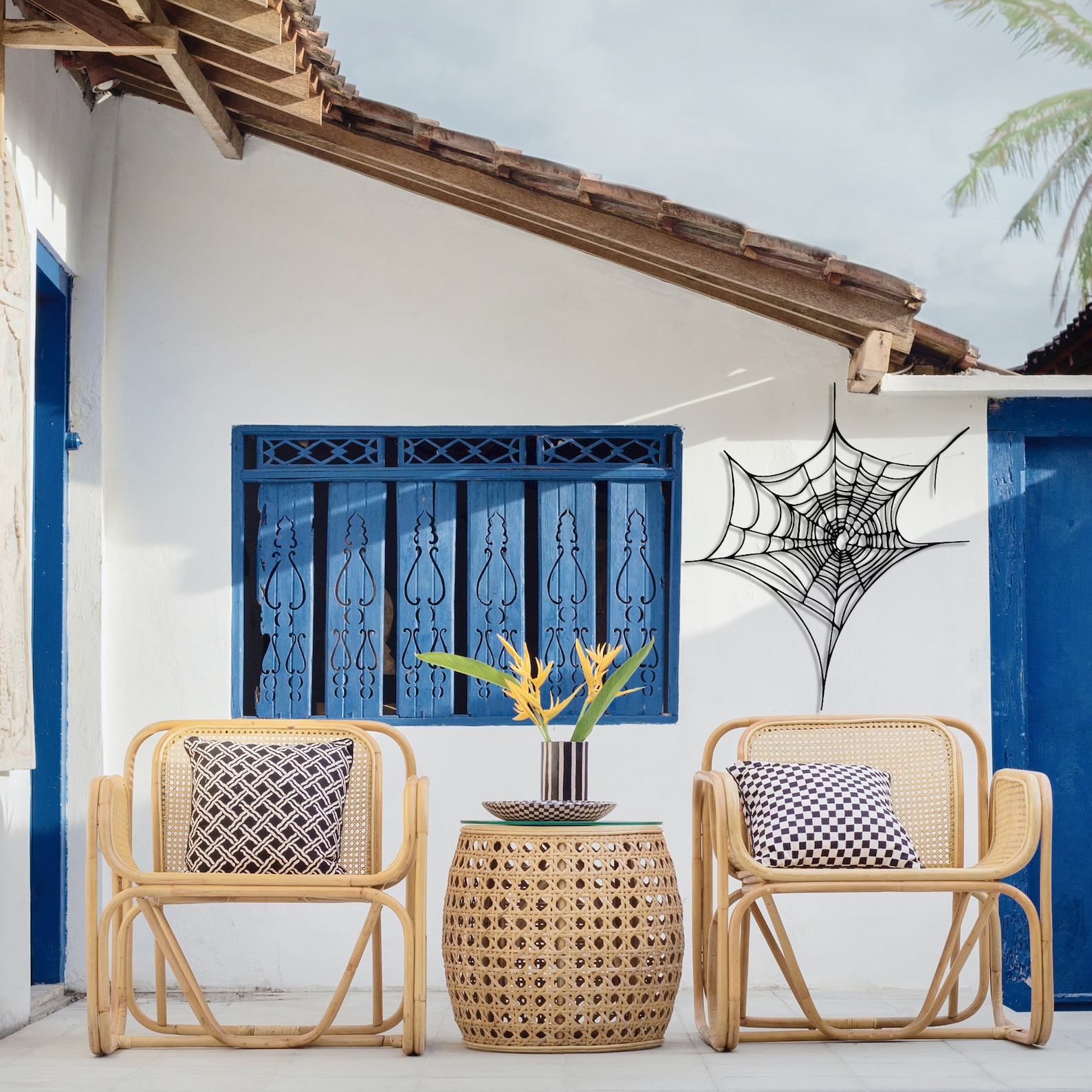 Metal Spider Web Decor Art- Black Metal Wall Art for Home - Halloween ...