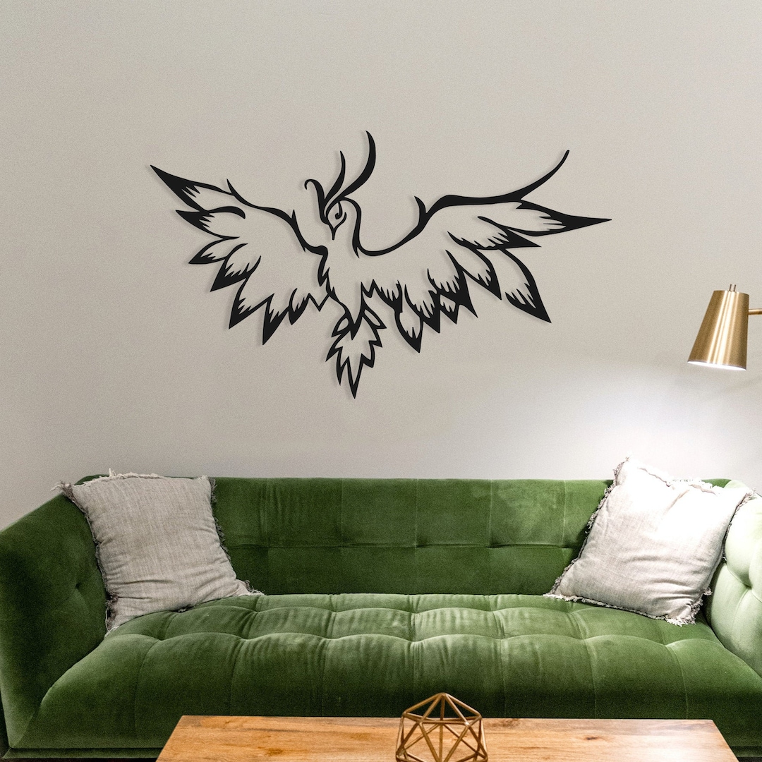 Phoenix Metal Wall Art, Metal Wall Decor, Metal Wall Hangings, Mythical ...