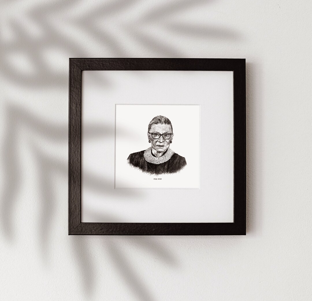 RBG Portrait Pen Sketch 8x8in – Print - Etsy