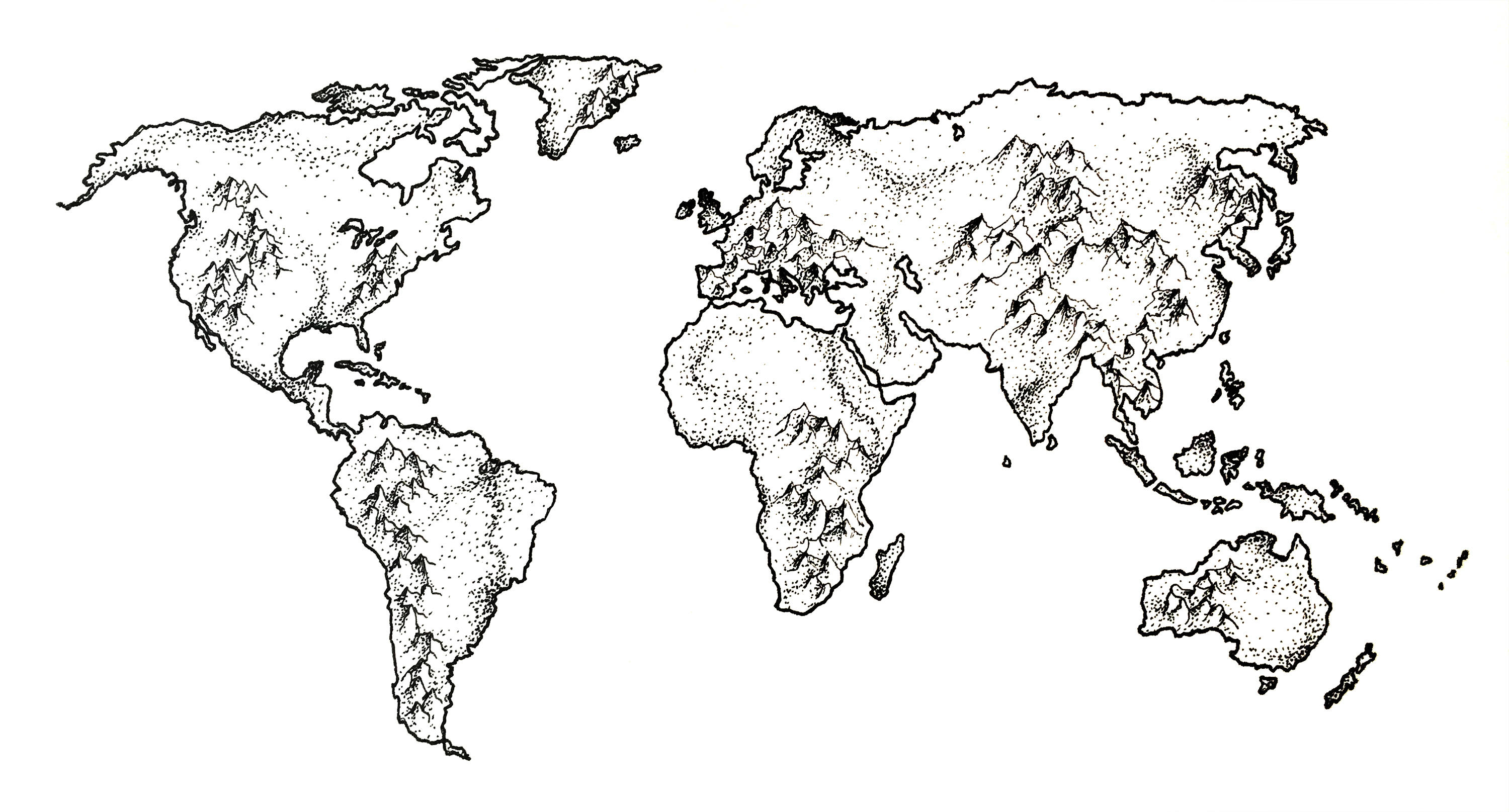 Minimalist World Map Pen Sketch Print - Etsy