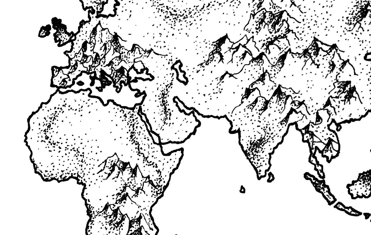 Minimalist World Map Pen Sketch Print - Etsy