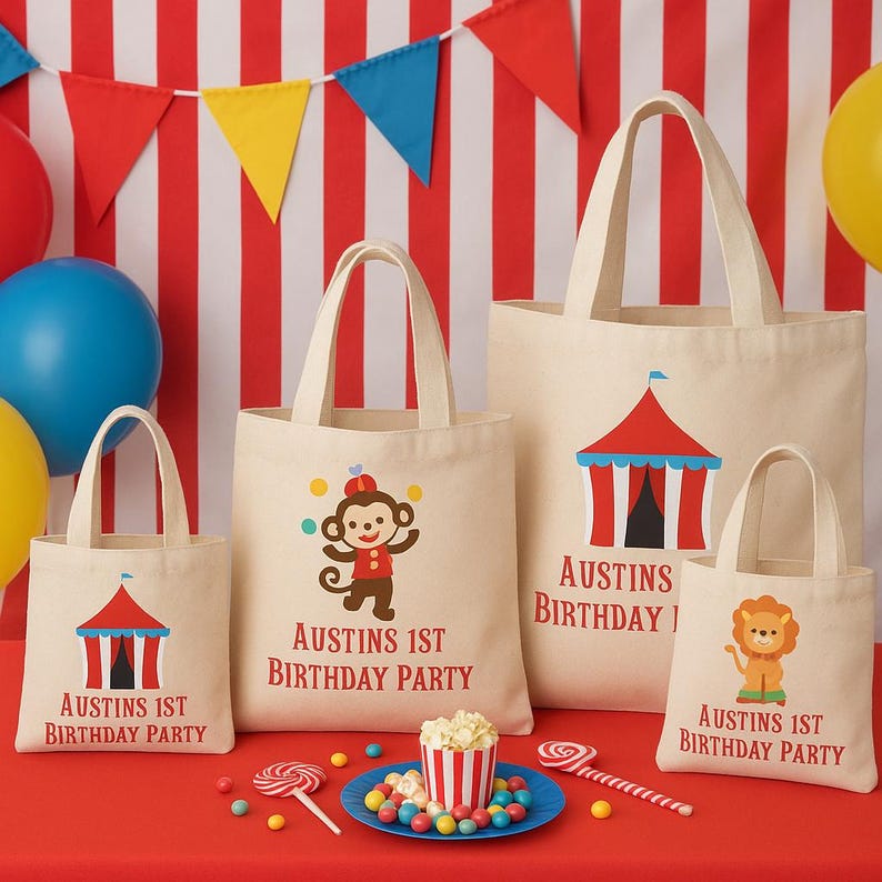 Personalized Circus Favor Bags – Cotton Party Goodie Bags - Etsy