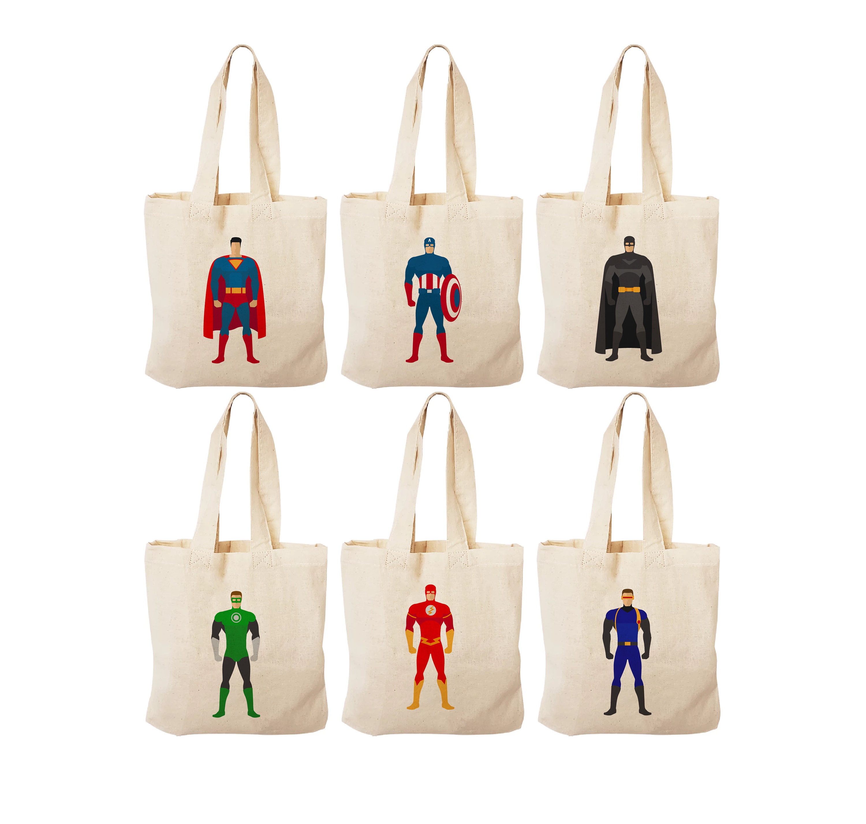 Super Hero Party Favor Bags - Set of Six Bags - Etsy