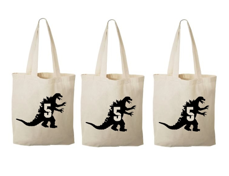 Godzilla Party Favor Bags: Set of 3 Cotton Treat Bags - Perfect for ...