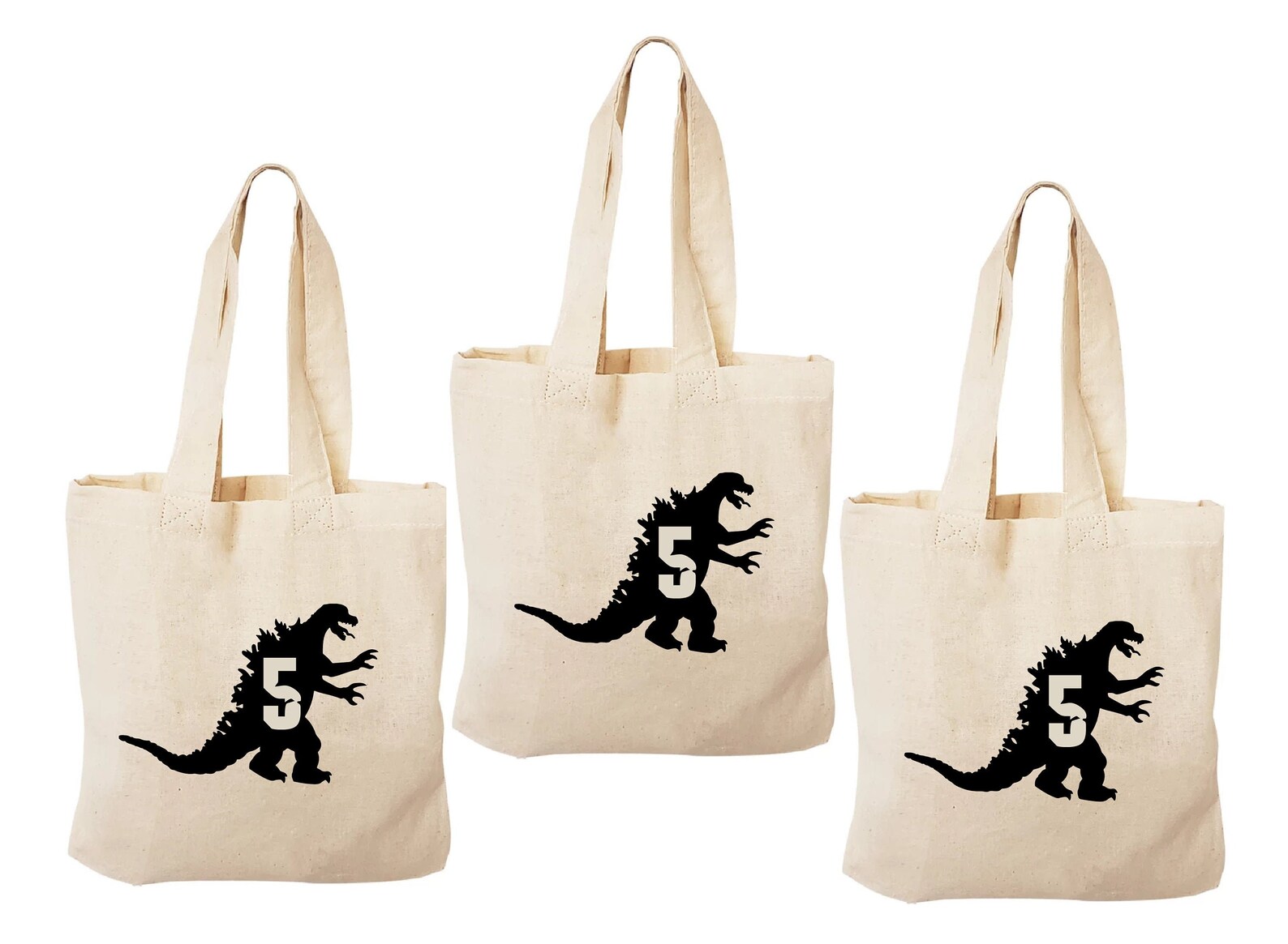 Godzilla Party Favor Bags: Set of 3 Cotton Treat Bags - Perfect for ...