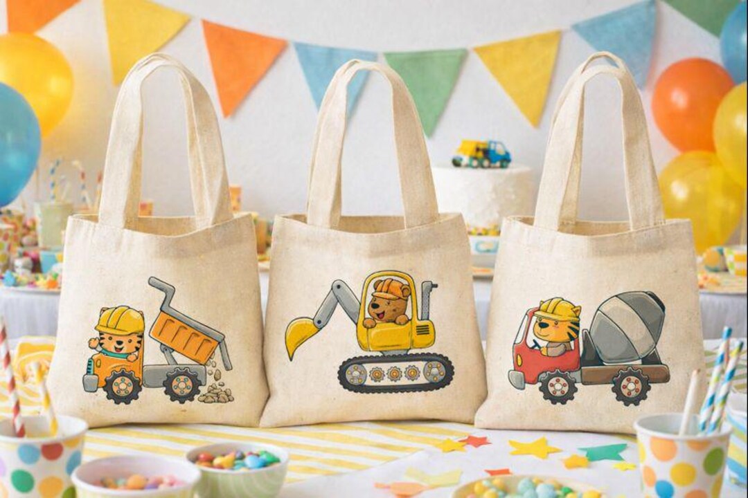 Construction Party Favor Bags - Set of Three Bags - Etsy