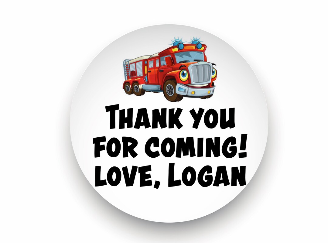 Fire Truck Party Favor Stickers, Stickers, Fireman Party Favors, Fire ...