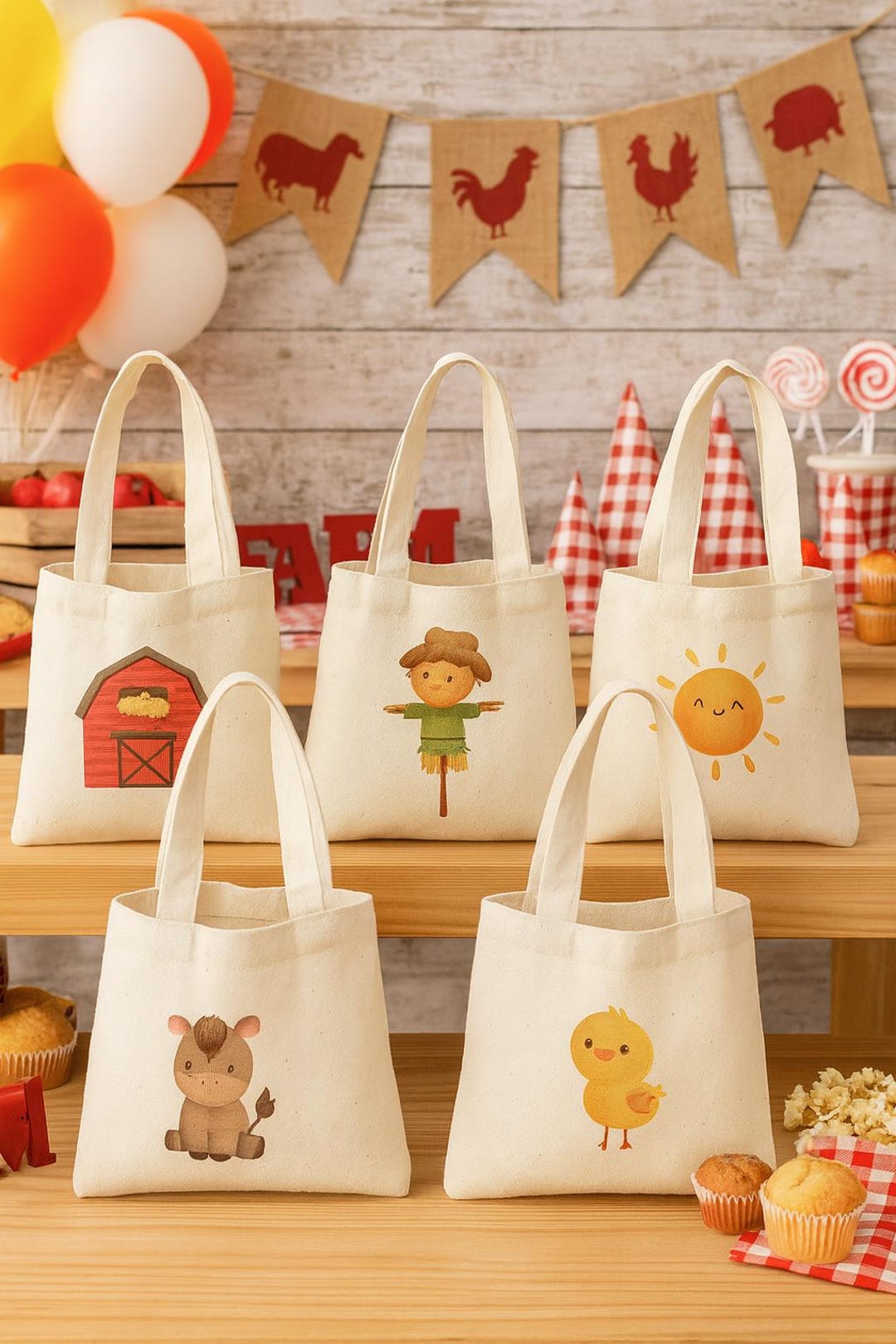 Barnyard Party Favor Bags - Set of Six Bags - Perfect for Farm and ...