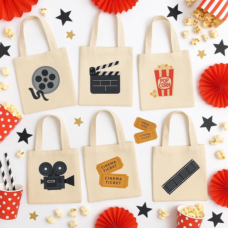 Set of 6 Movie Party Favor Bags - Etsy
