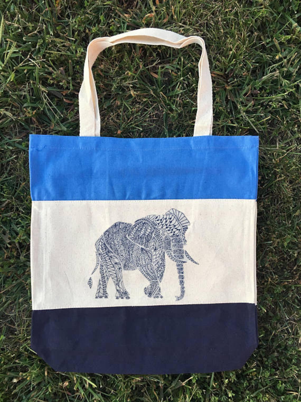Elephant Tote Bag, Elephant Bag, Elephant Tote, Blue Tote Bag, Tote Bag ...