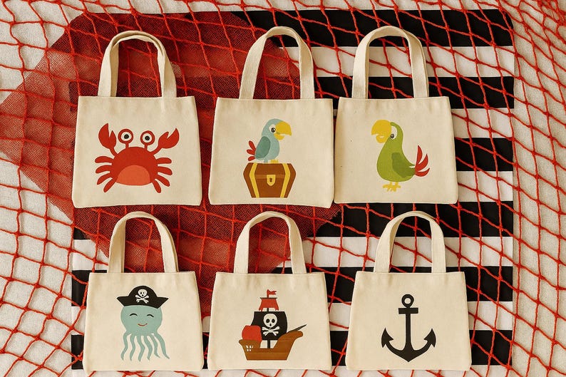 Pirate Party Favor Bags, Cotton Goodie Bags, Set of 6 - Etsy