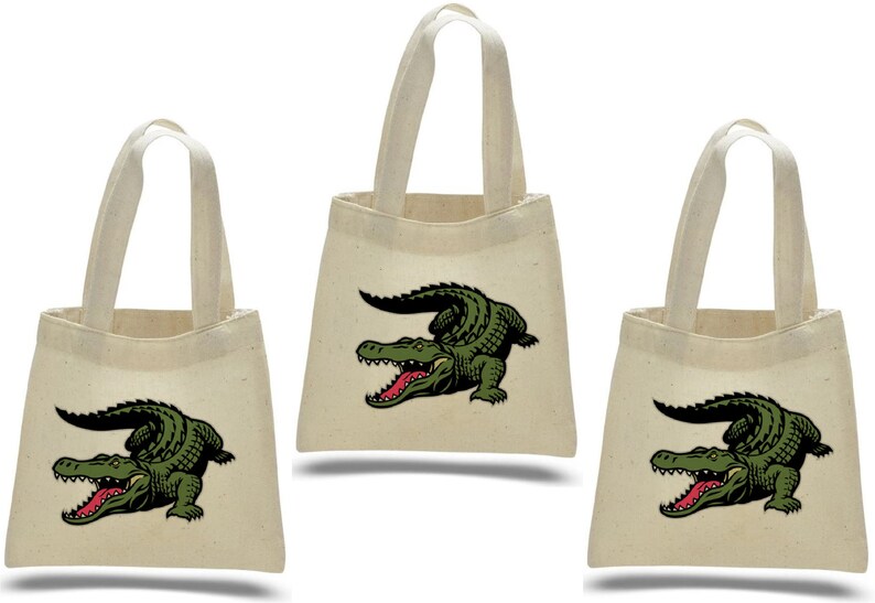 Alligator Party Favor Bags – Reusable Cotton Birthday Goodie Bags (set ...