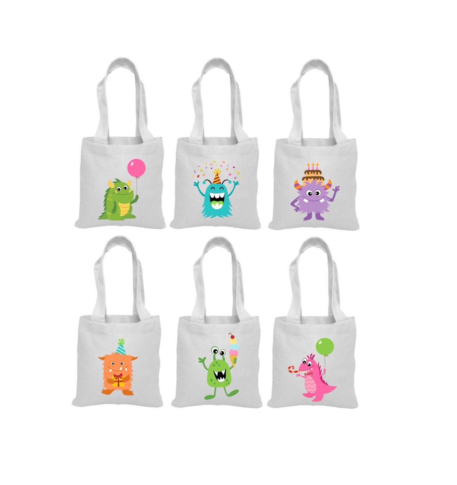 6 Monster Treat Bags Monster Party Favor Bags Monster Party | Etsy