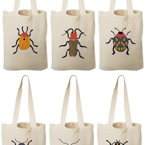 Insect Party Favor Bags - Set of 6 Cotton Canvas Goodie Bags - Etsy