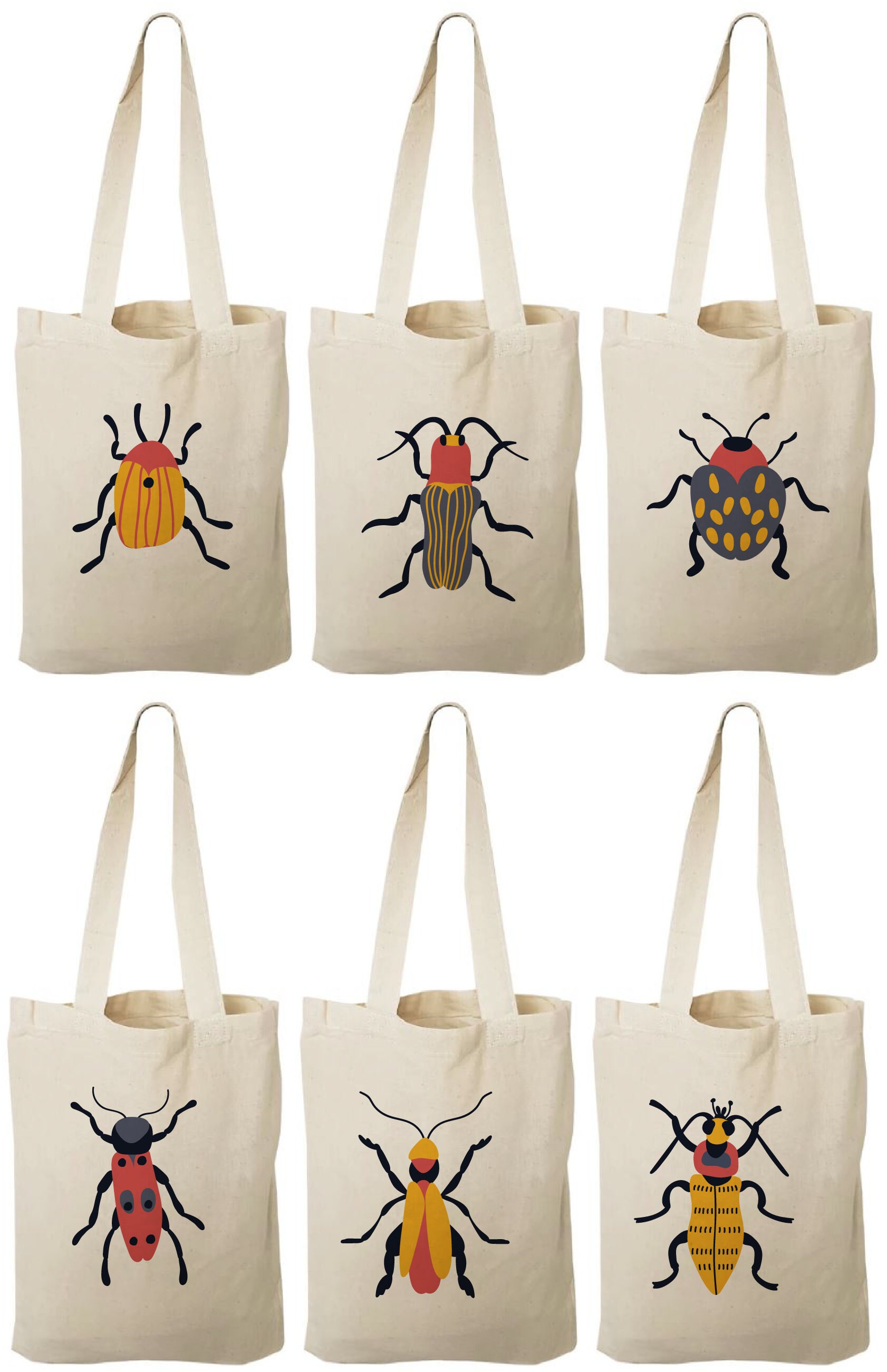 Insect Party Favor Bags - Set of 6 Cotton Canvas Goodie Bags - Etsy
