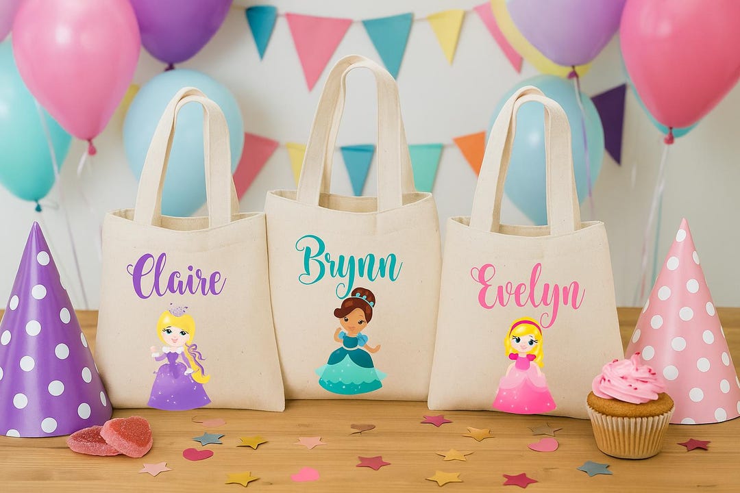 Personalized Princess Favor Bag, Cotton Canvas Party Treat Bags - Etsy