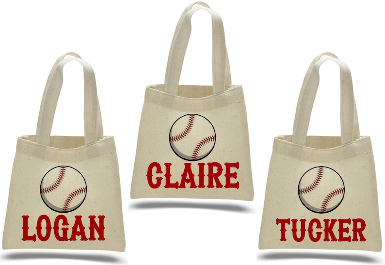 Baseball Party Favor Bags, Set of 3 Cotton Treat Bags - Etsy