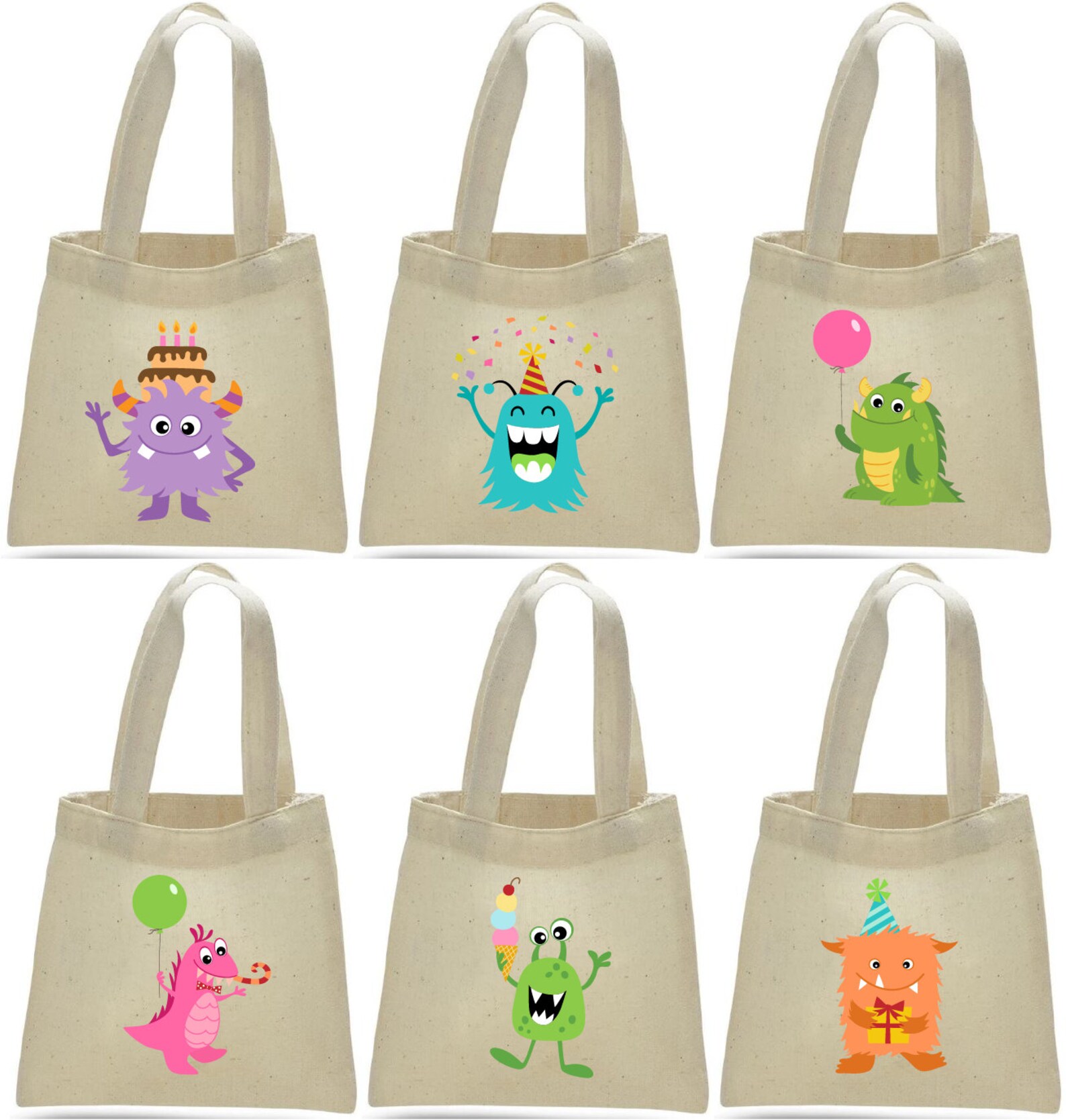 6 Monster Treat Bags Monster Party Favor Bags Monster Party | Etsy