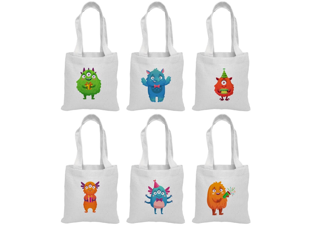 6 Monster Treat Bags, Monster Party Favor Bags, Monster Party Favors ...