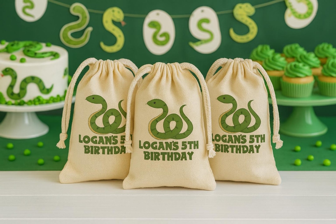 Custom Snake Party Favor Bags - Perfect for Snake or Jungle Themed ...