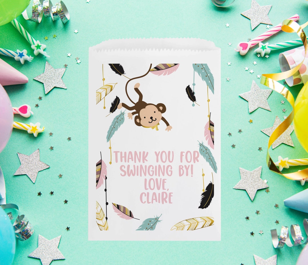 Monkey Party Favor Bags, Jungle Party Favors, Party Favor Bags, Monkey ...