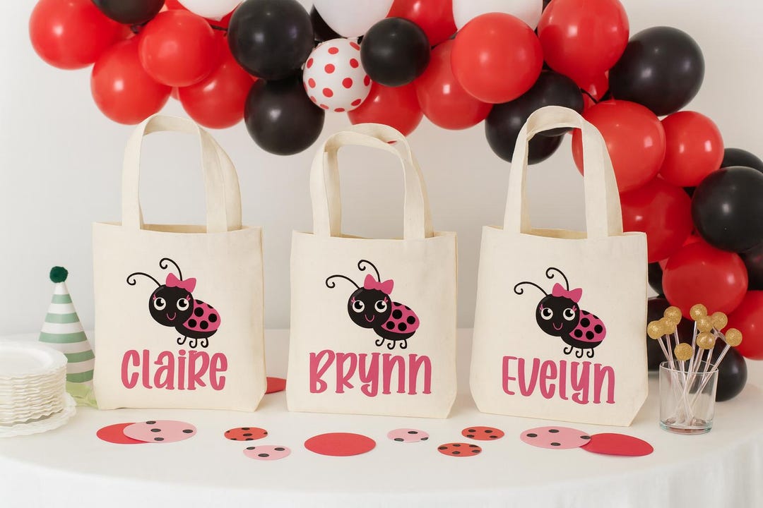Personalized Ladybug Party Favor Bags - Set of Three Bags - Etsy
