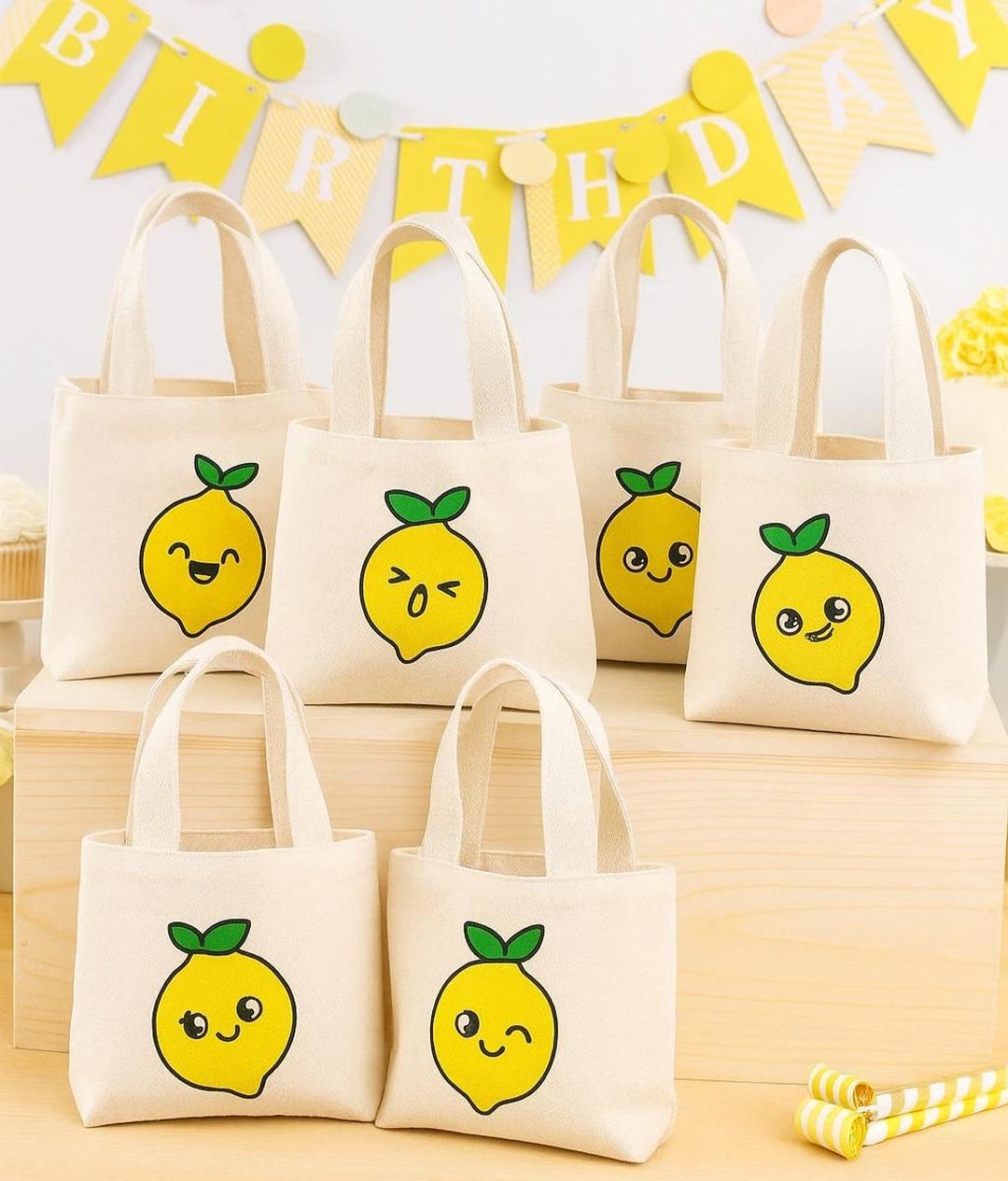Bolsitas de recuerdo para fiestas con forma de limón - Juego de tres ...