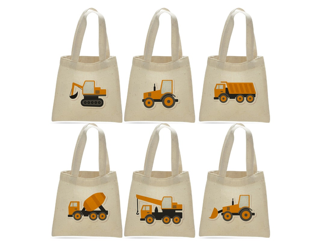 6 Construction Treat Bags, Construction Party Favor Bags, Construction ...