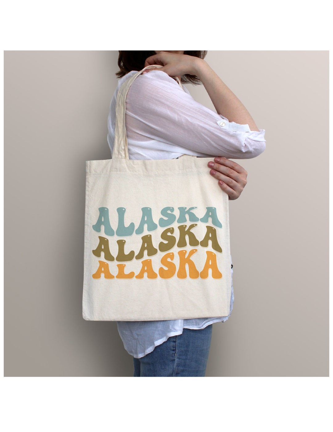 Alaska Retro Graphic Tote Bag, Eco-friendly Cotton - Etsy