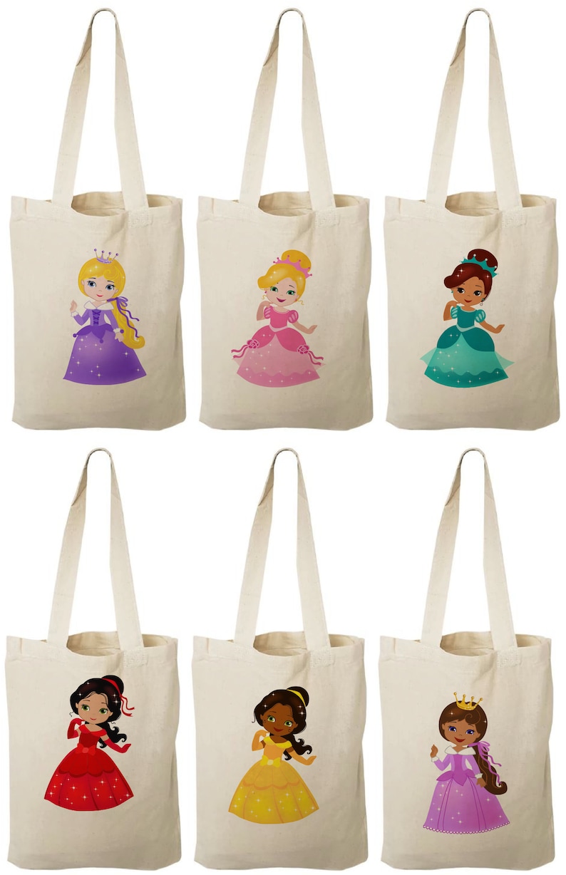 6 Princess Party Favor Bags, Princess Party Bags, Princess Party Favors ...