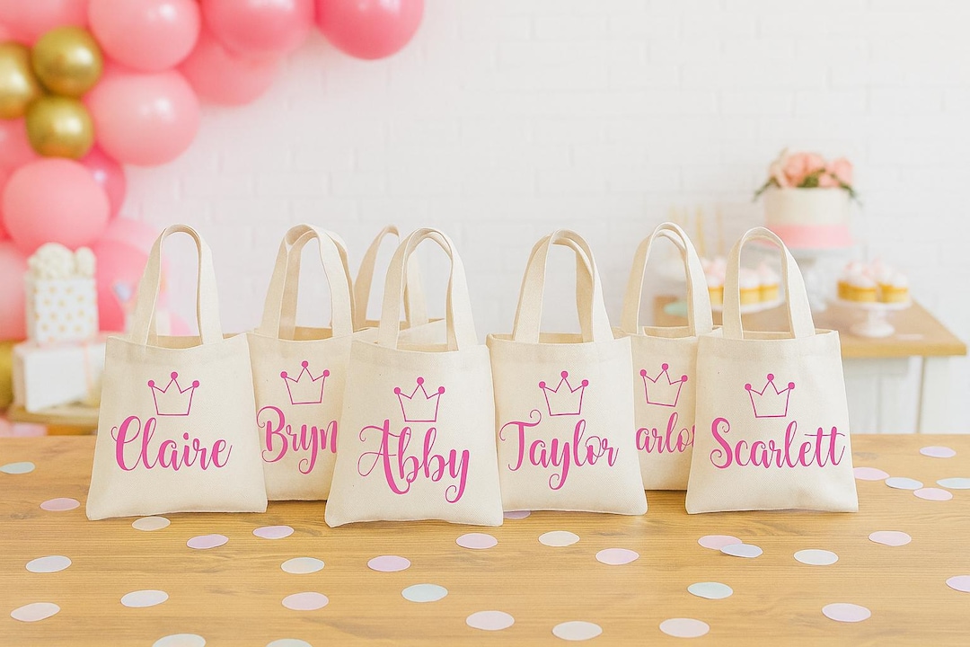 Personalized Princess Party Favor Bags - Set of Six Bags - Etsy