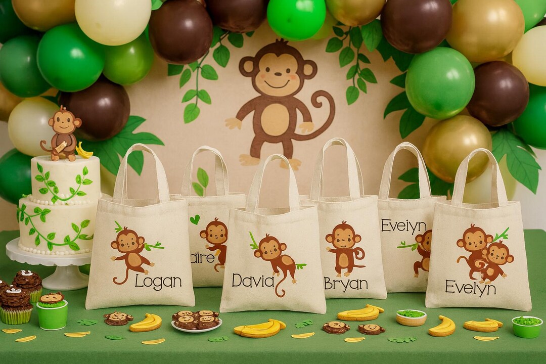 Monkey Party Favor Bags: Eco-friendly Cotton Goodie Bags - Etsy