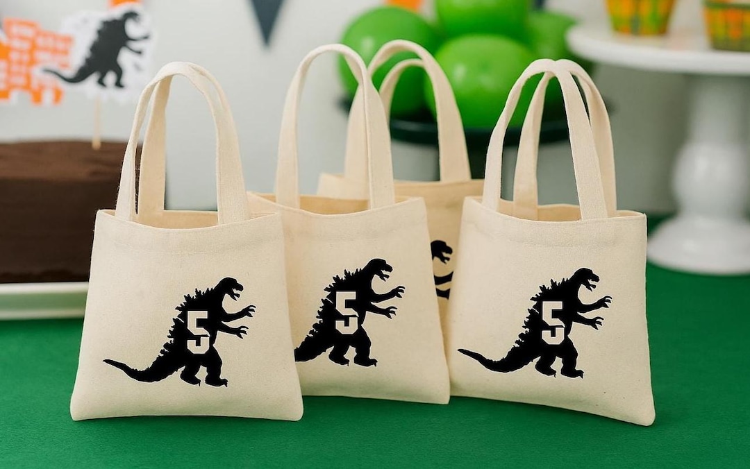 Godzilla Party Favor Bags: Set of 3 Cotton Treat Bags - Perfect for ...