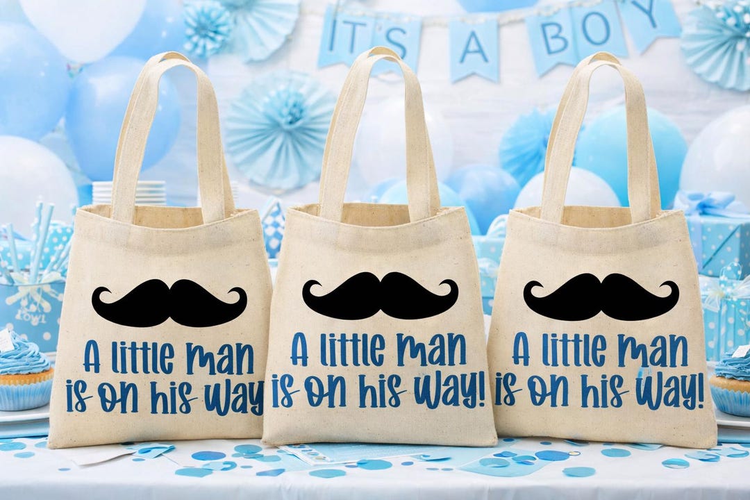 Mustache Baby Shower Party Favor Bags - A Little Man is on His Way ...