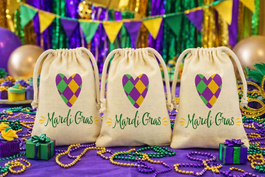 Mardi Gras Party Cotton Treat Bags, Drawstring Favor Bags - Etsy