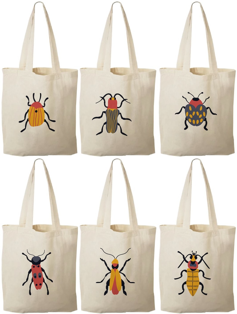 Insect Party Favor Bags - Set of 6 Cotton Canvas Goodie Bags - Etsy