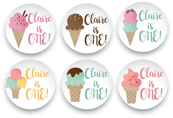 Ice Cream Birthday Party Stickers Ice Cream Party Favor - Etsy