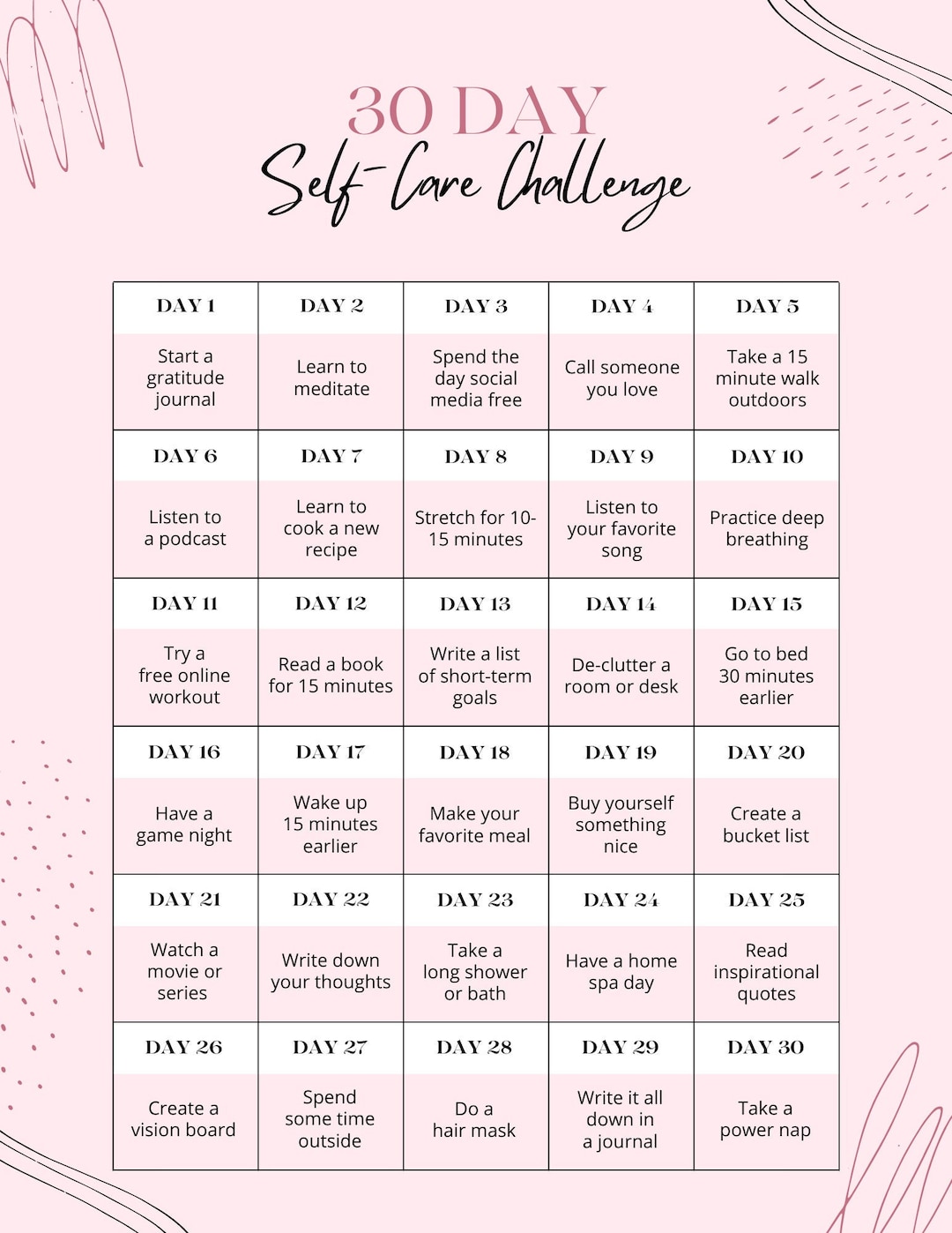 Self Care Checklist, Printable-pdf-mental Health-coping Skills Daily ...
