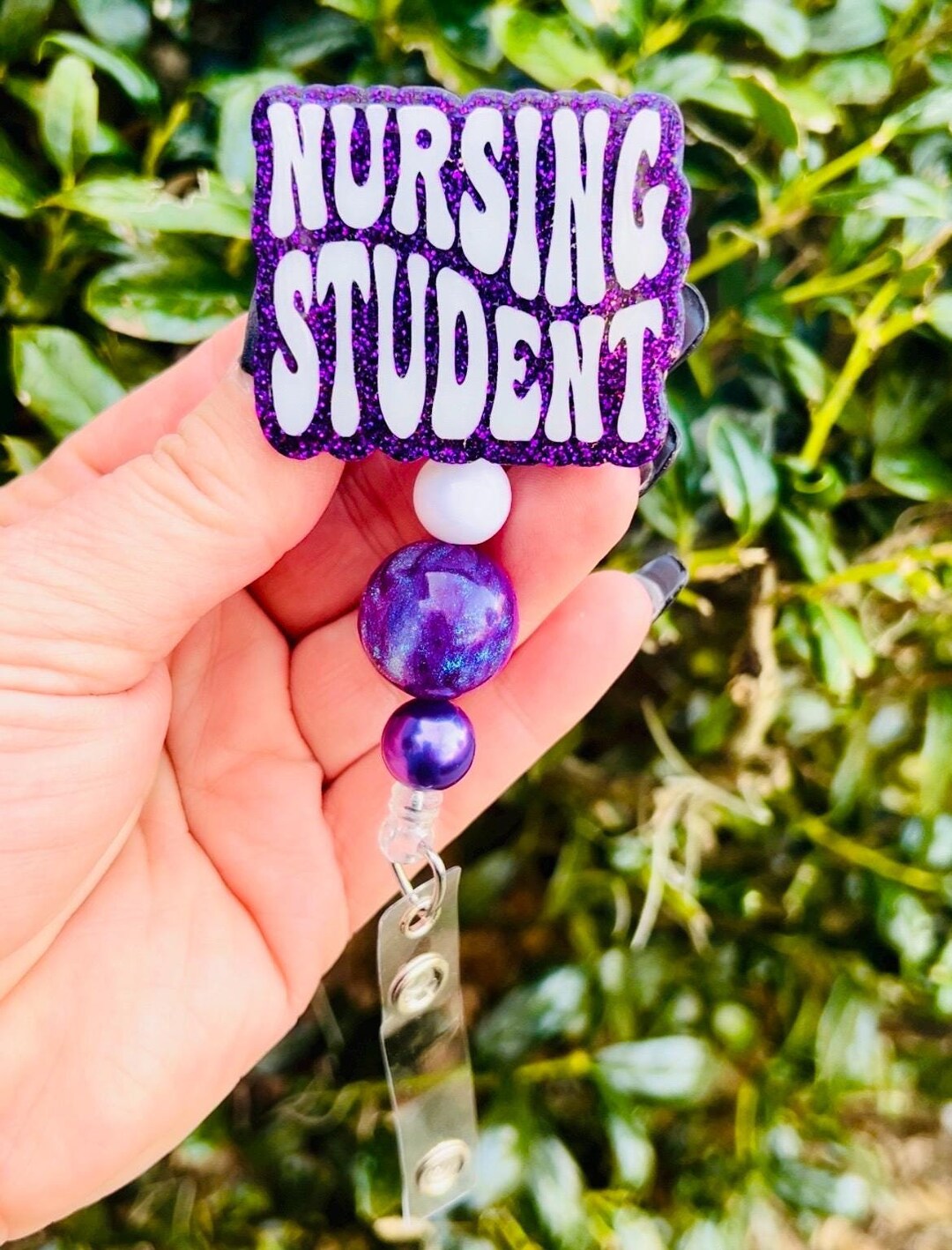 Nursing Student Badge Reel, Cute Glitter Badge, Gift for Her, Nurse ...