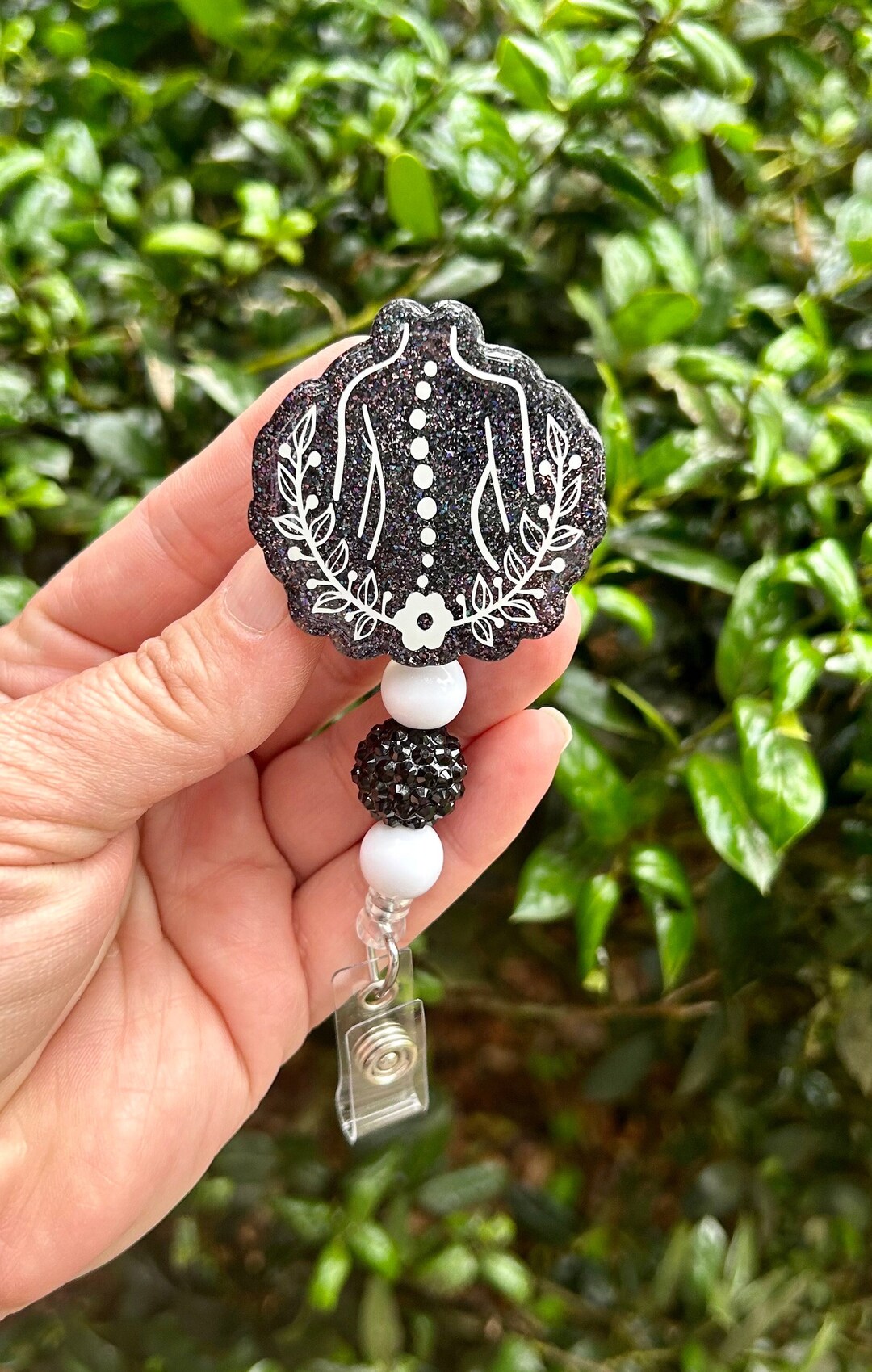 Chiropractor Spine Badge Reel, Cute Glitter Chiropractic Badge Holder ...