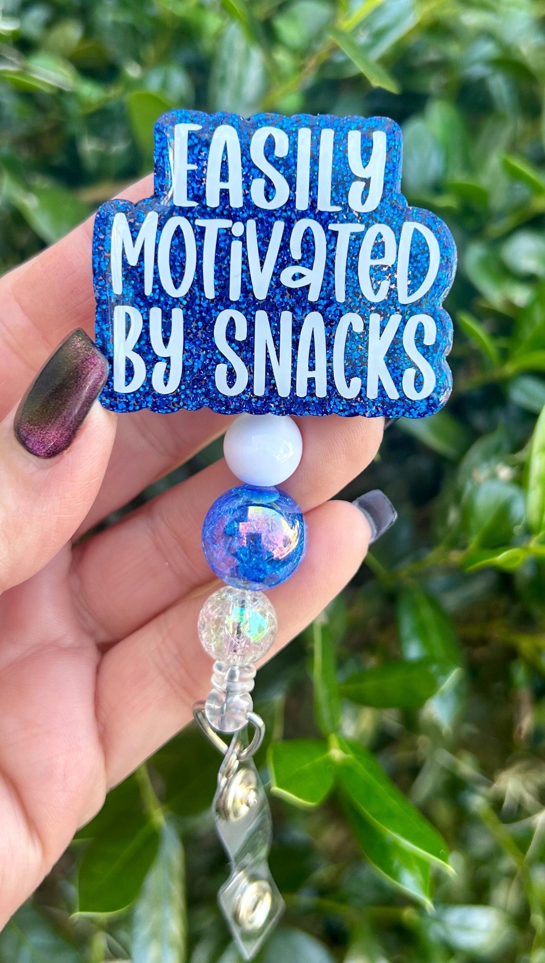 Easily Motivated by Snacks Badge Reel, Funny Badge Reel, Sarcastic ...