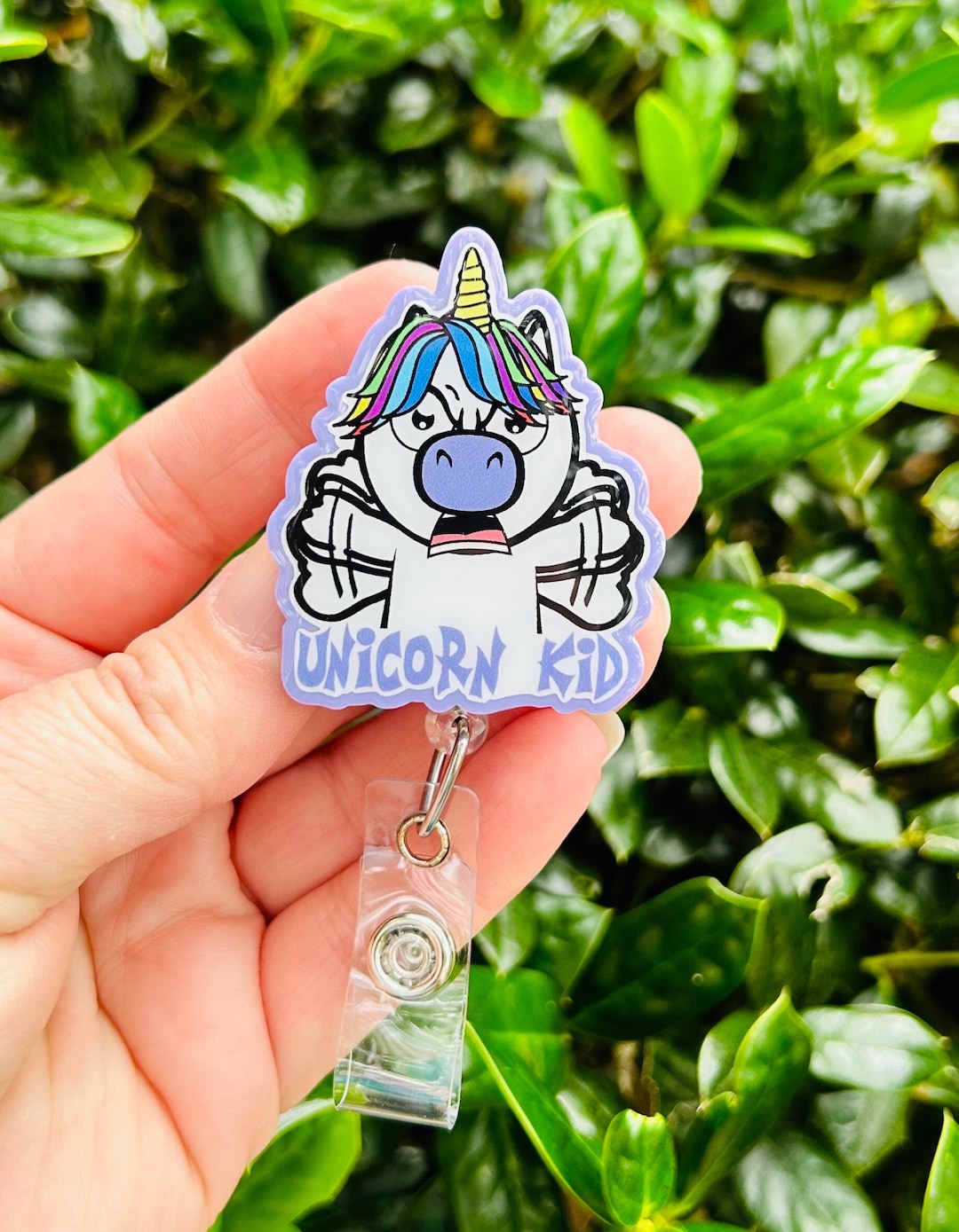 Unicorn Kid Badge Reel, Nurse Badge Holder, Purple Unicorn ID Lanyard ...