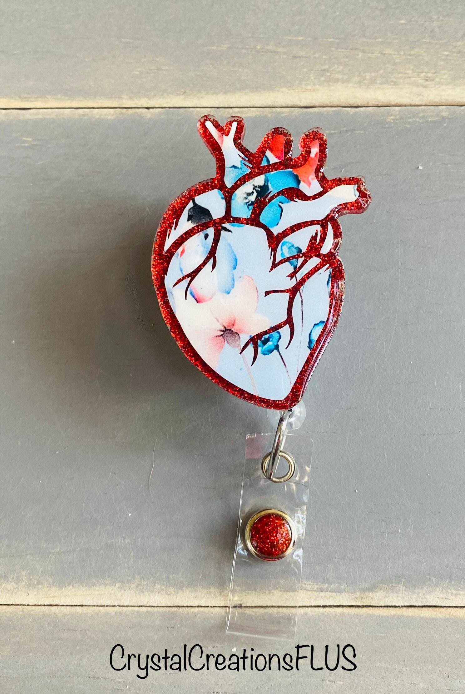 Floral Anatomical Heart Badge Heart Badge Reel Flower Heart - Etsy