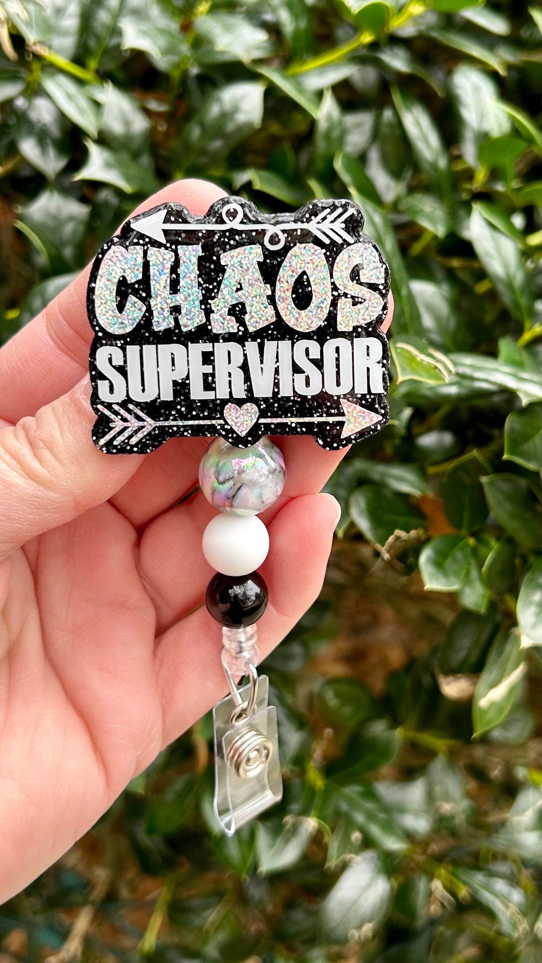 Chaos Supervisor Badge Reel, Funny Nursing ID Badge for Charge Nurses ...
