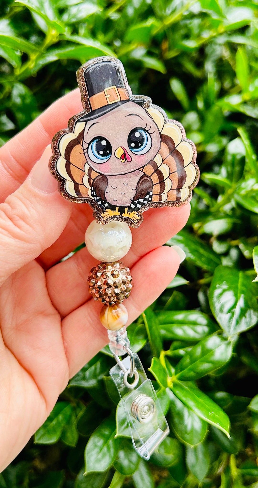 Turkey Badge Reel, Thanksgiving Badge Holder, Cute Retractable Badge ...