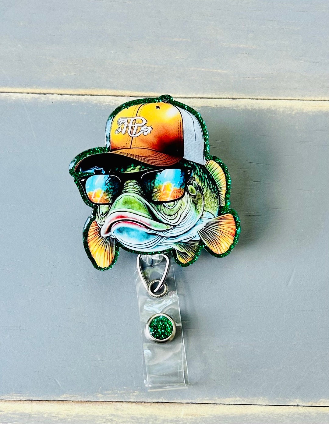 Bass Fish Badge Reel, Men’s Badge Holder, Fish ID Tag, Freshwater Fish ...