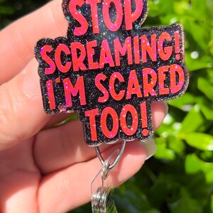 Stop Screaming Badge Reel, Teacher Badge Holder, Nurse ID Lanyard ...